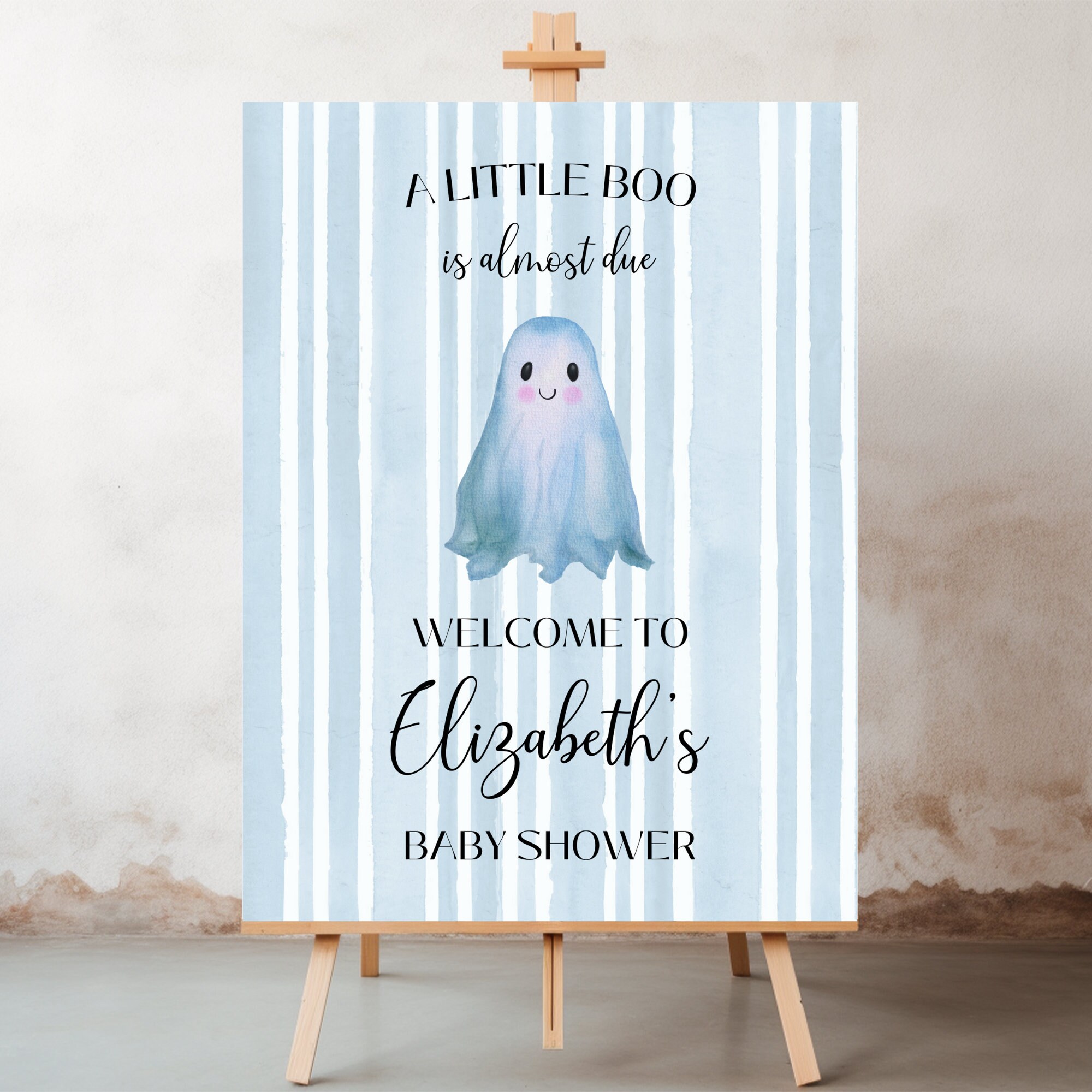EDITABLE Blue A Little Boo Baby Shower Welcome Sign, Halloween Baby Boy ...