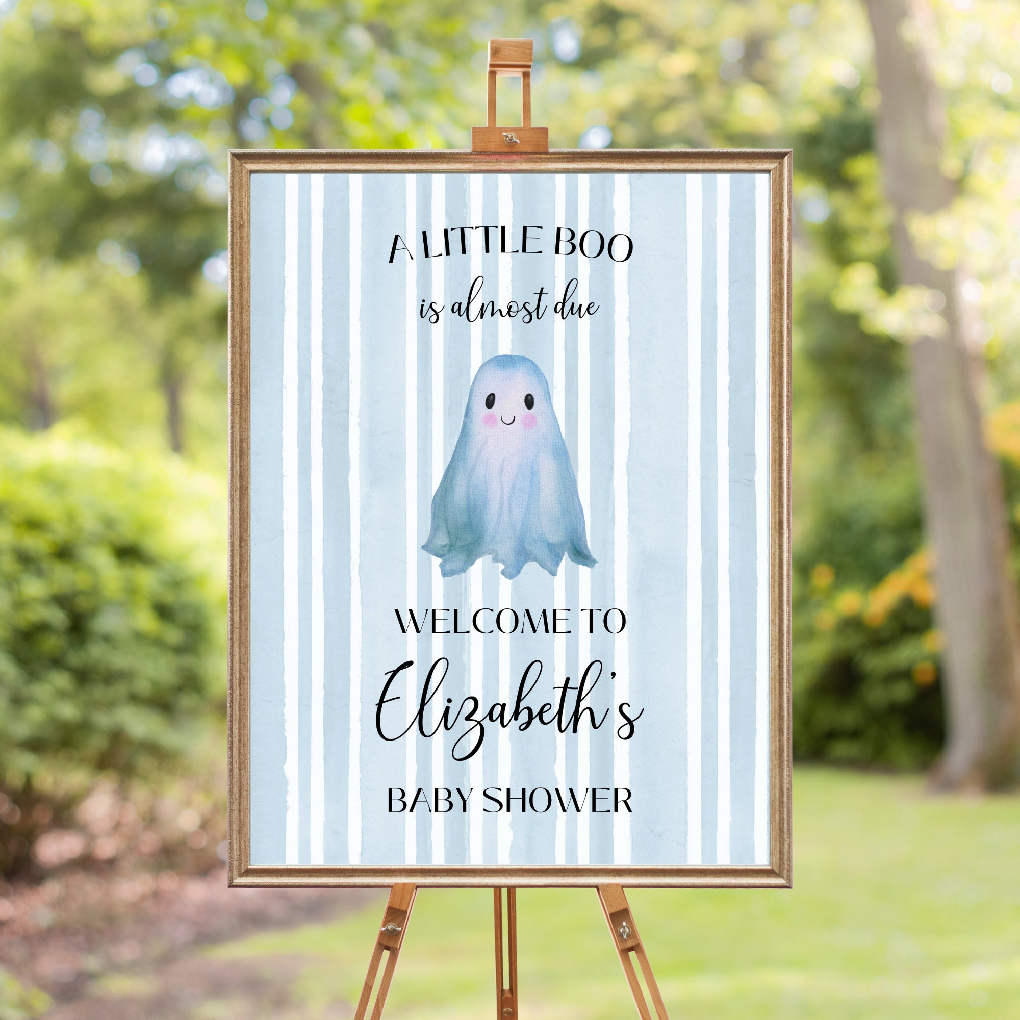 EDITABLE Blue A Little Boo Baby Shower Welcome Sign, Halloween Baby Boy ...