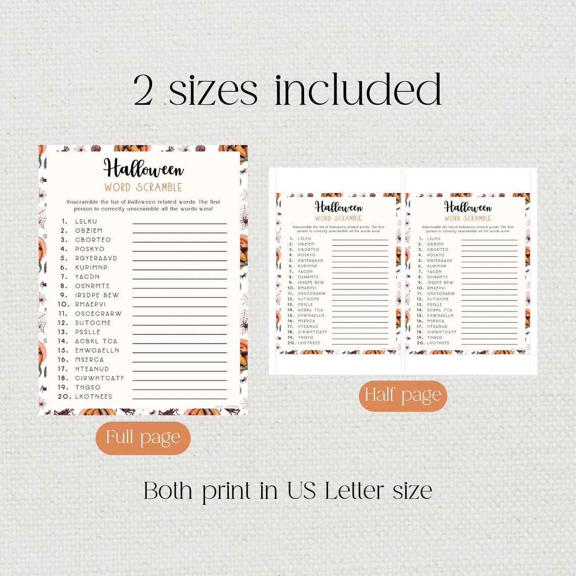 Halloween Word Scramble Printable Game, Printable Halloween Party Game ...