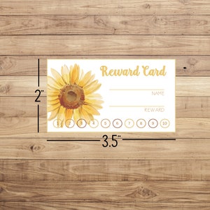 Printable Reward Punch Cards for Kids Sunflower Incentive Reward Card ...