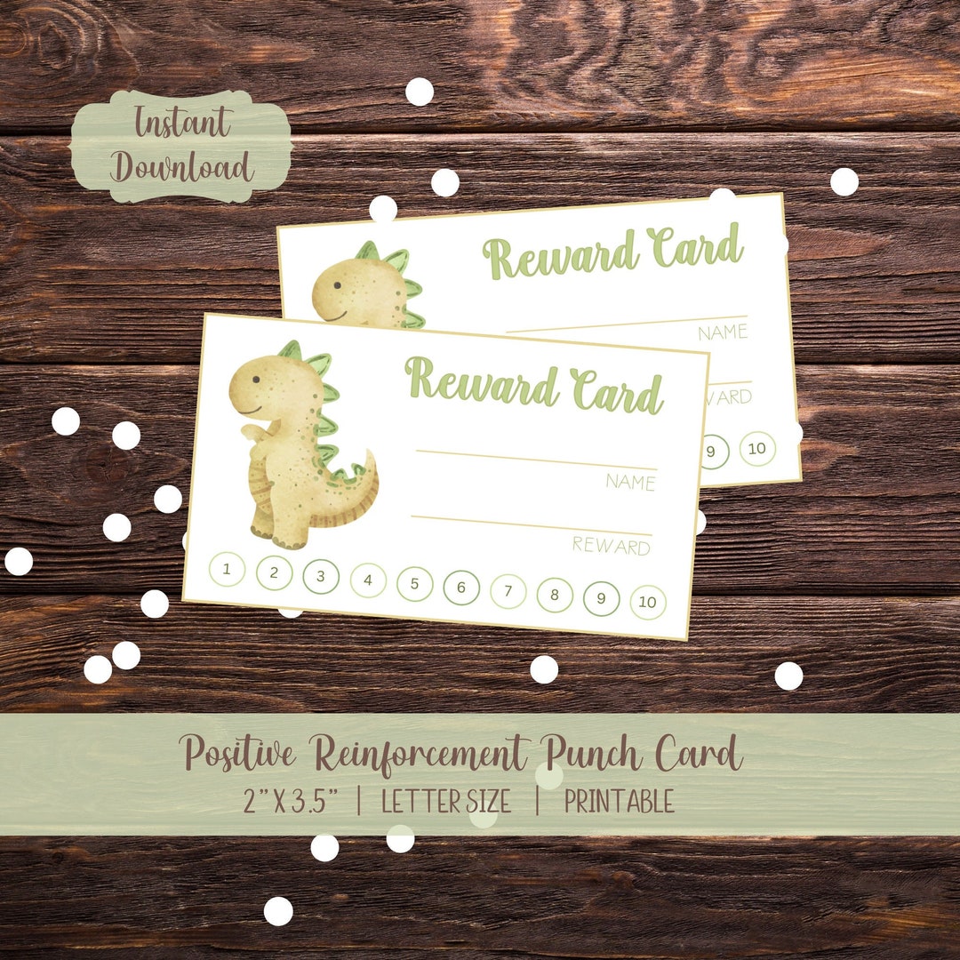 Printable Reward Punch Cards for Kids | Dinosaur Incentive Reward Card ...