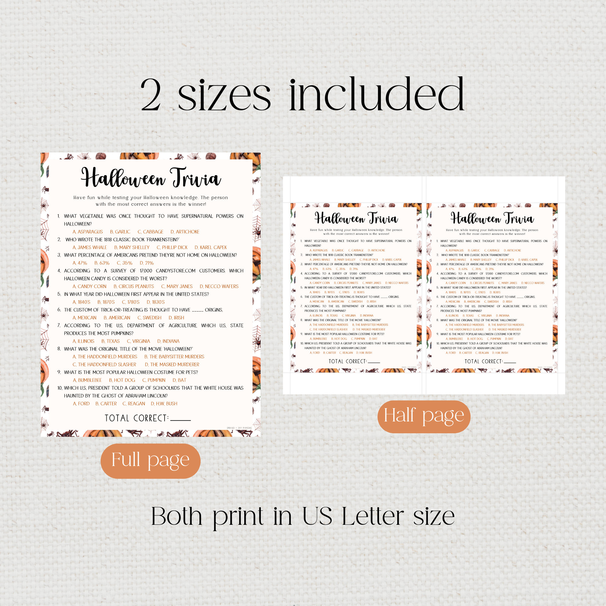 Halloween Trivia Printable Game, Printable Halloween Party Game, Office ...