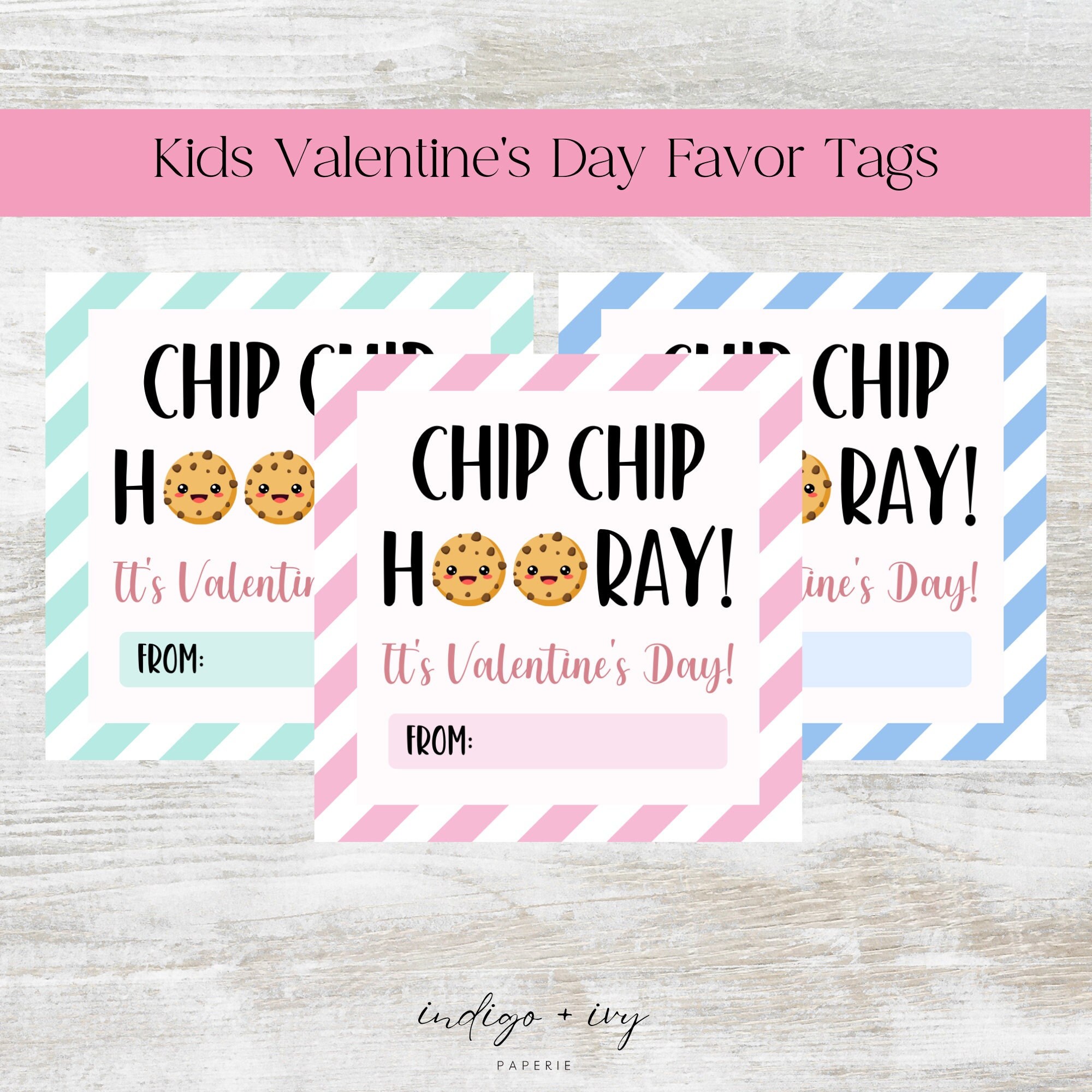 PRINTABLE Valentine's Day Chip Chip Hooray Tags, Class Valentine Card ...