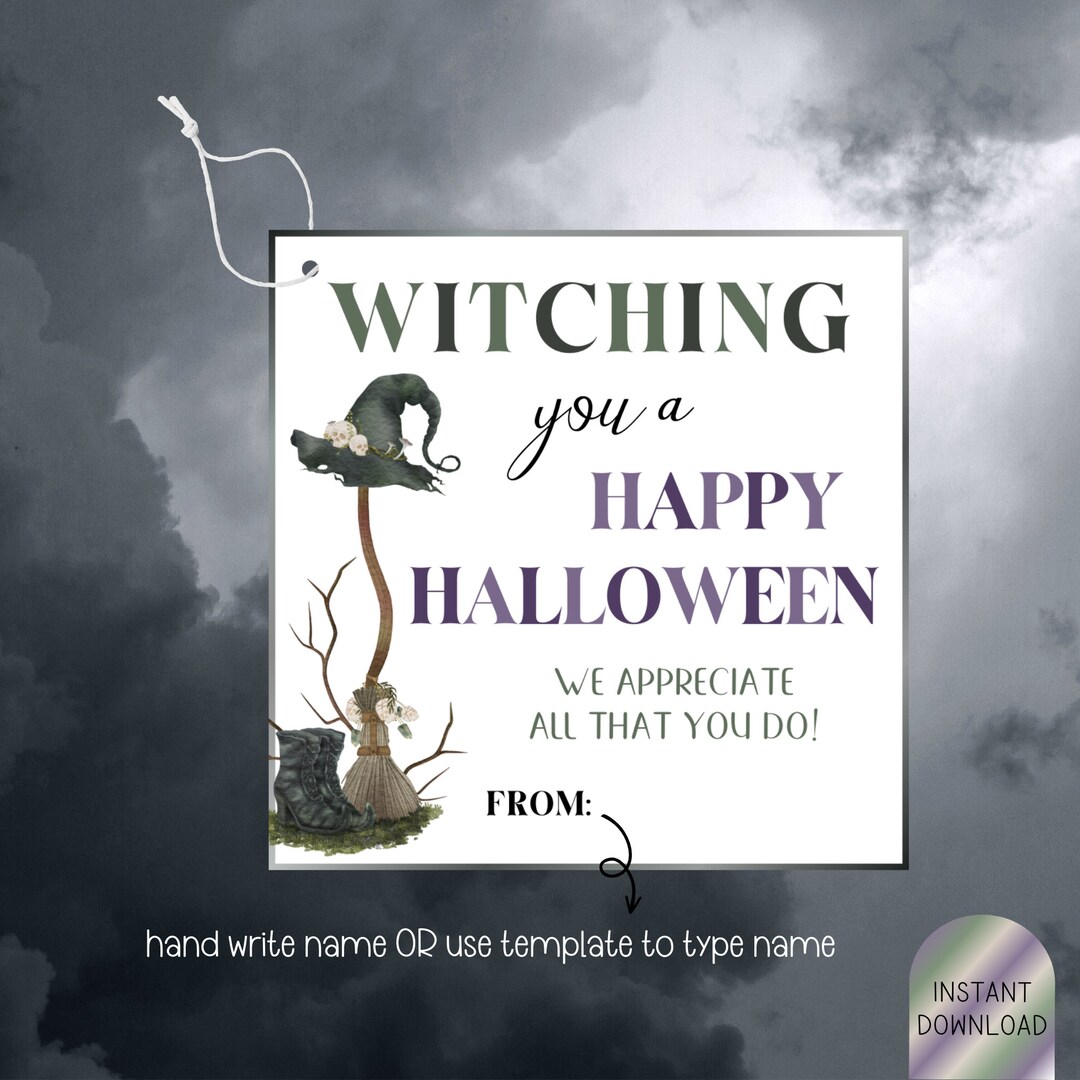 Halloween Printable Gift Tags, Teacher Appreciation Gift Tag, Halloween ...