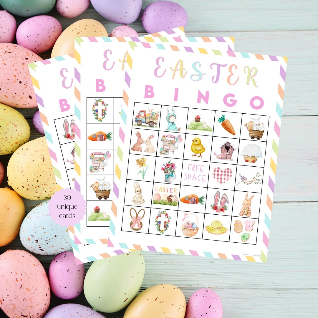 Easter Bingo Game Cards, Easter Bingo Game Kids, Kids Easter Party ...