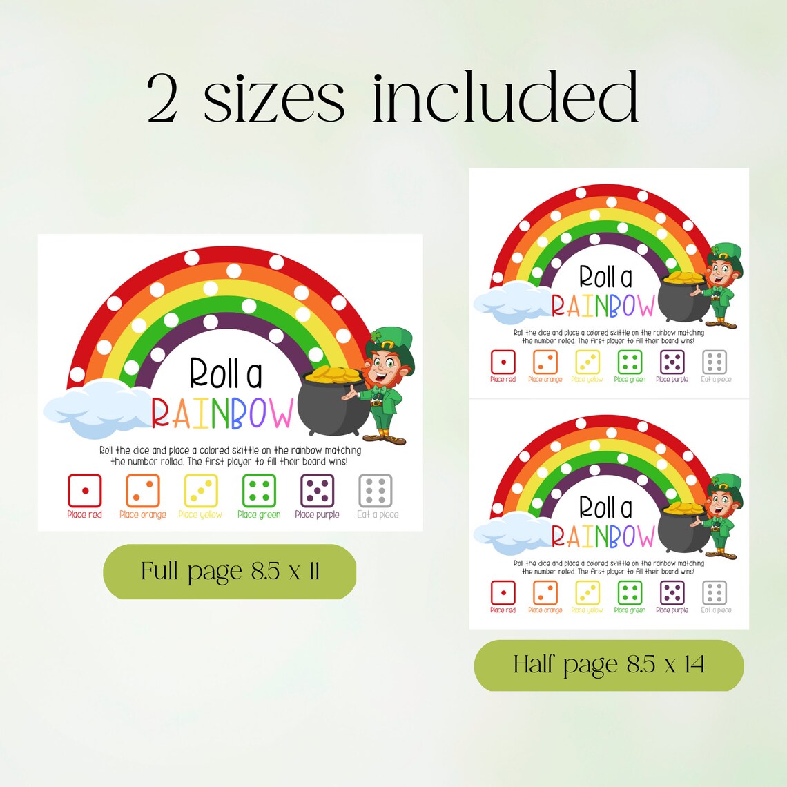 St. Patrick's Day Roll a Rainbow Printable Game, Printable St. Patrick ...