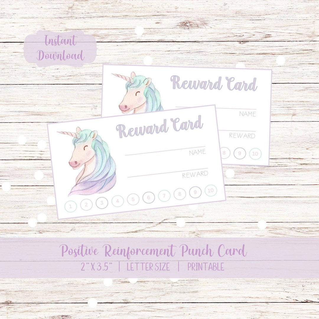 Printable Reward Punch Cards for Kids | Unicorn Incentive Reward Card ...