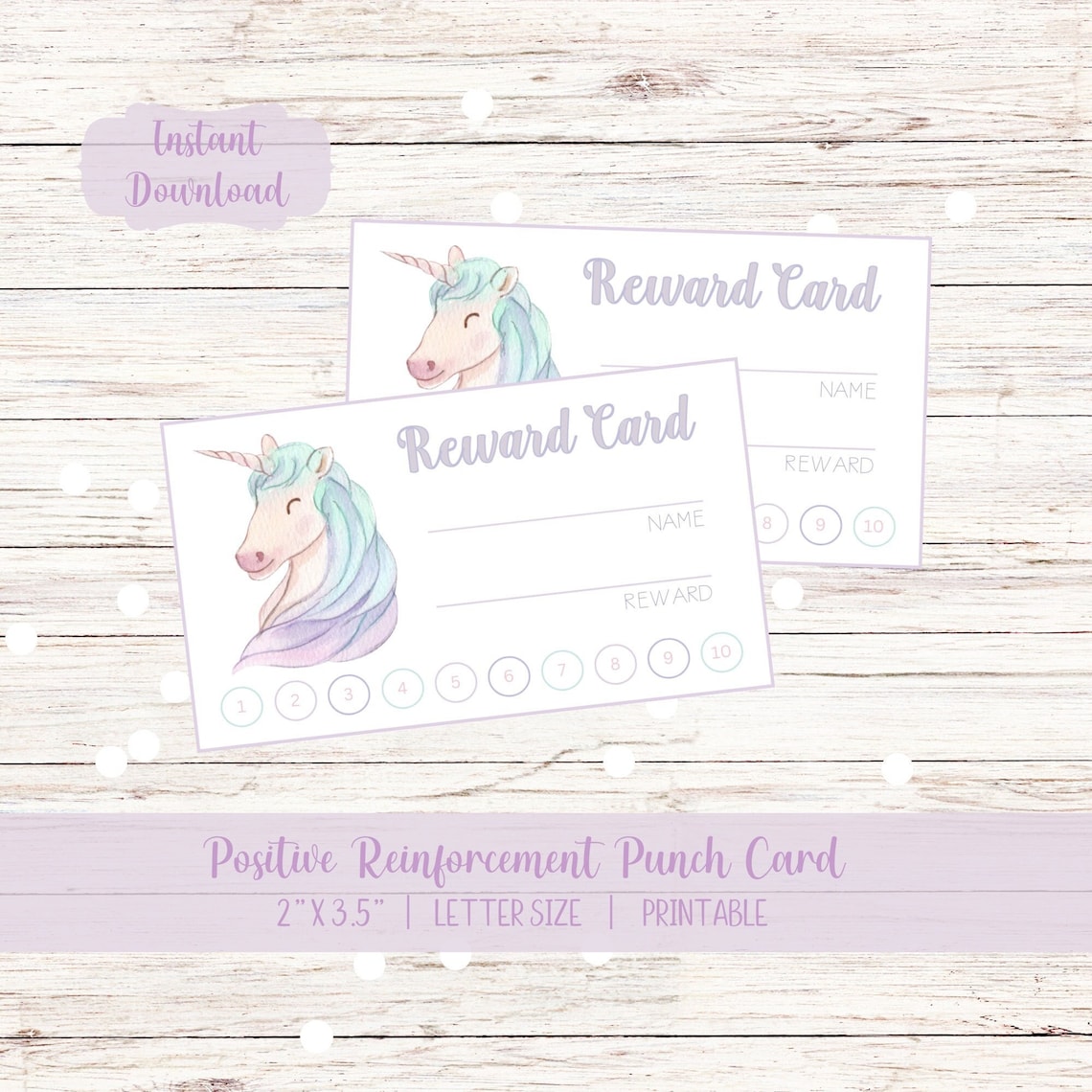 Printable Reward Punch Cards for Kids | Unicorn Incentive Reward Card ...