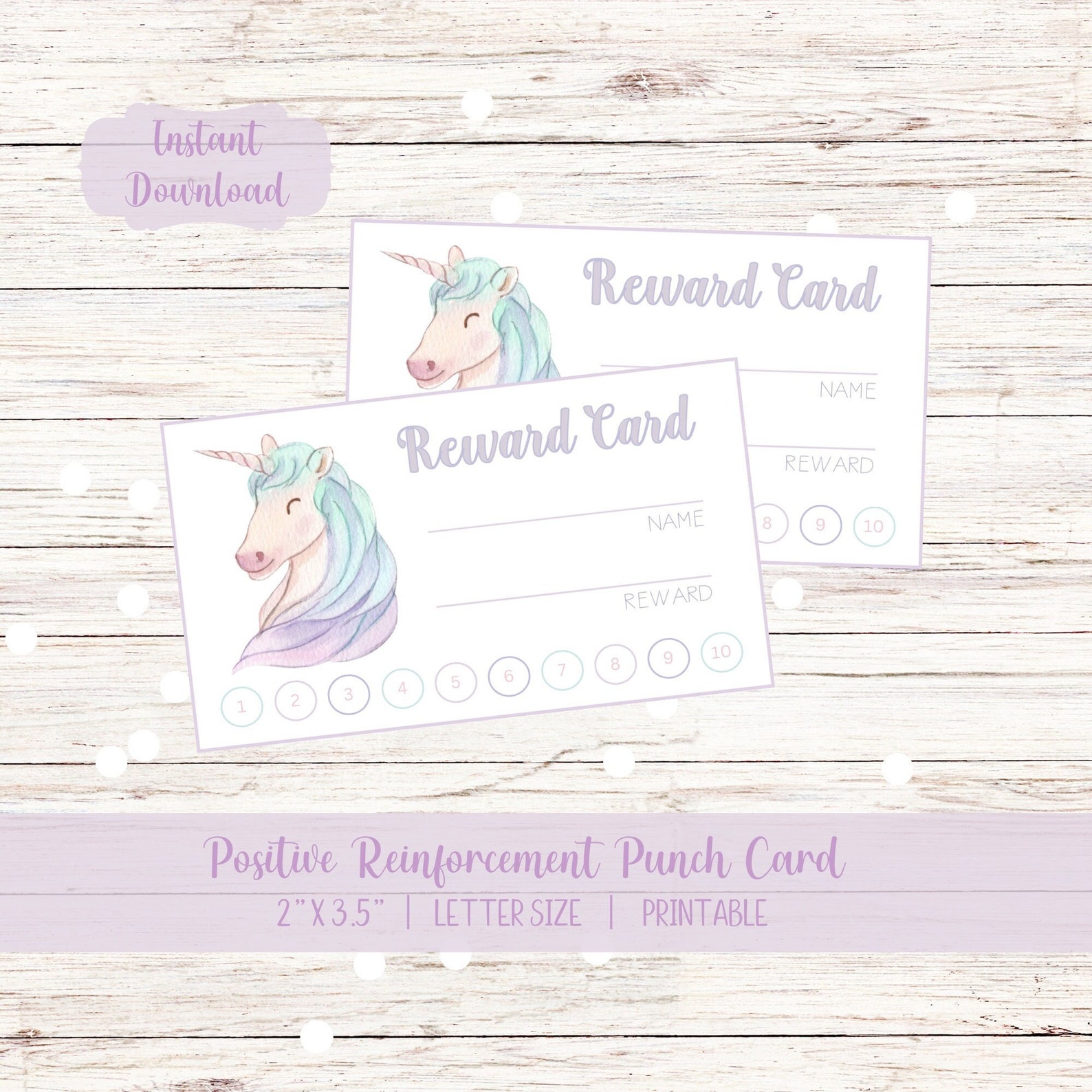Printable Reward Punch Cards for Kids Unicorn Incentive Reward Card ...