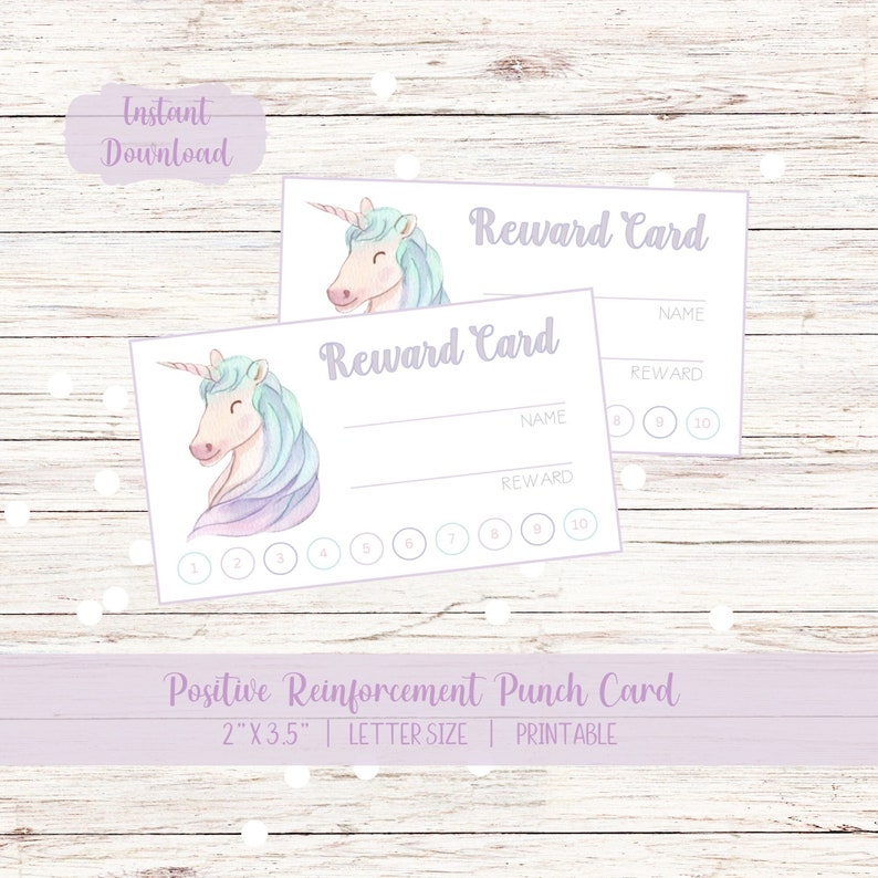 Printable Reward Punch Cards for Kids | Unicorn Incentive Reward Card ...