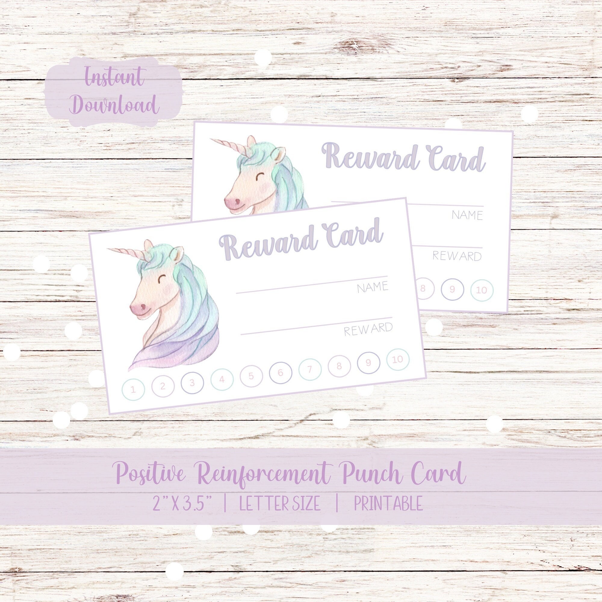 Printable Reward Punch Cards for Kids | Unicorn Incentive Reward Card ...