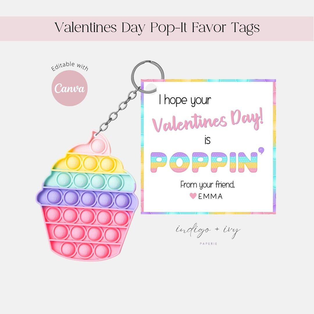 DIY EDITABLE Pastel Rainbow Valentine's Day Pop It Tags, Class ...
