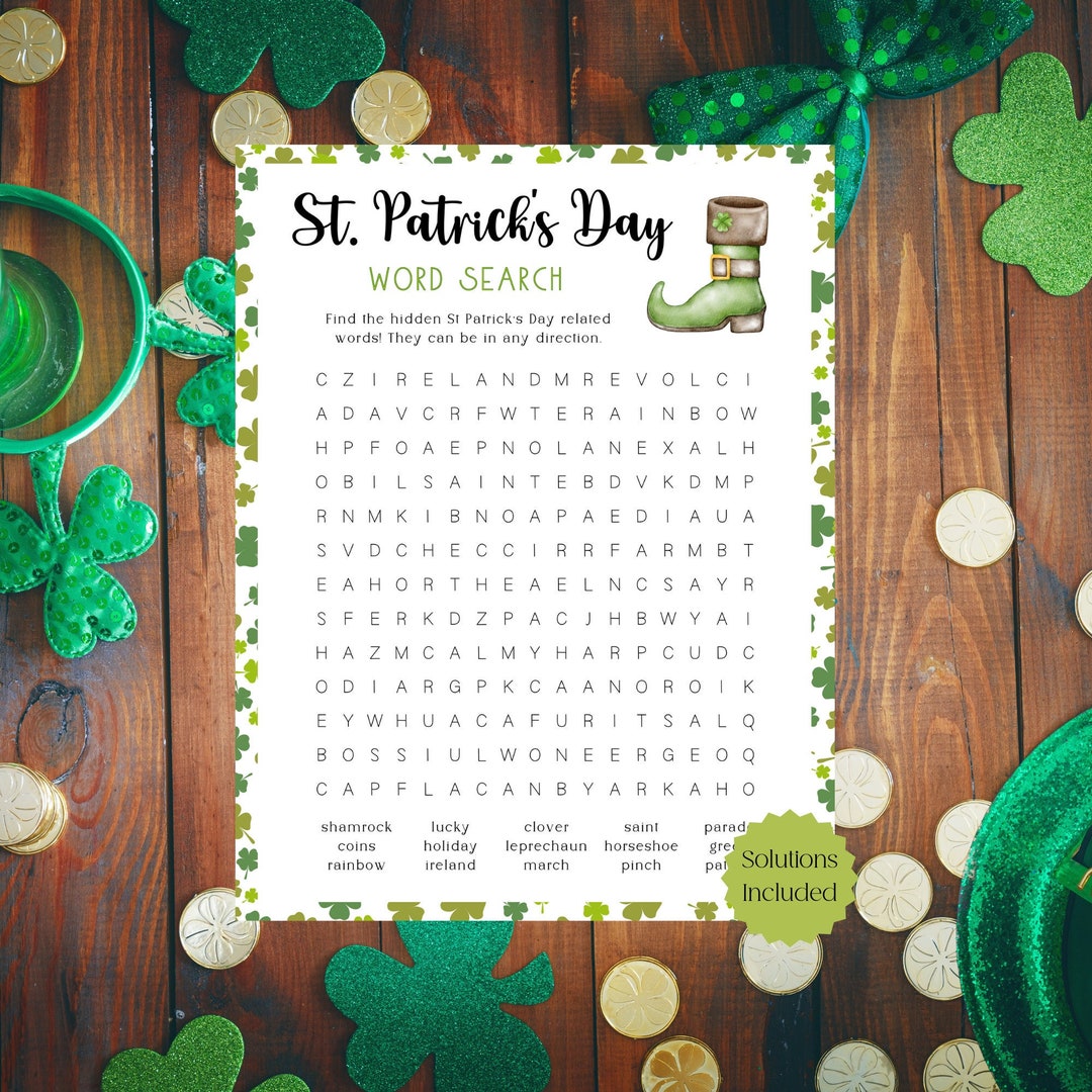 St. Patrick's Day Word Search Printable Game, Printable St. Patrick's ...