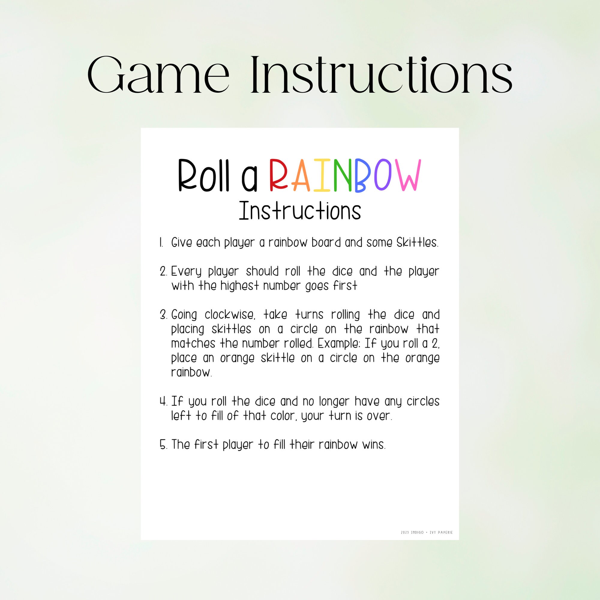 St. Patrick's Day Roll a Rainbow Printable Game, Printable St. Patrick ...
