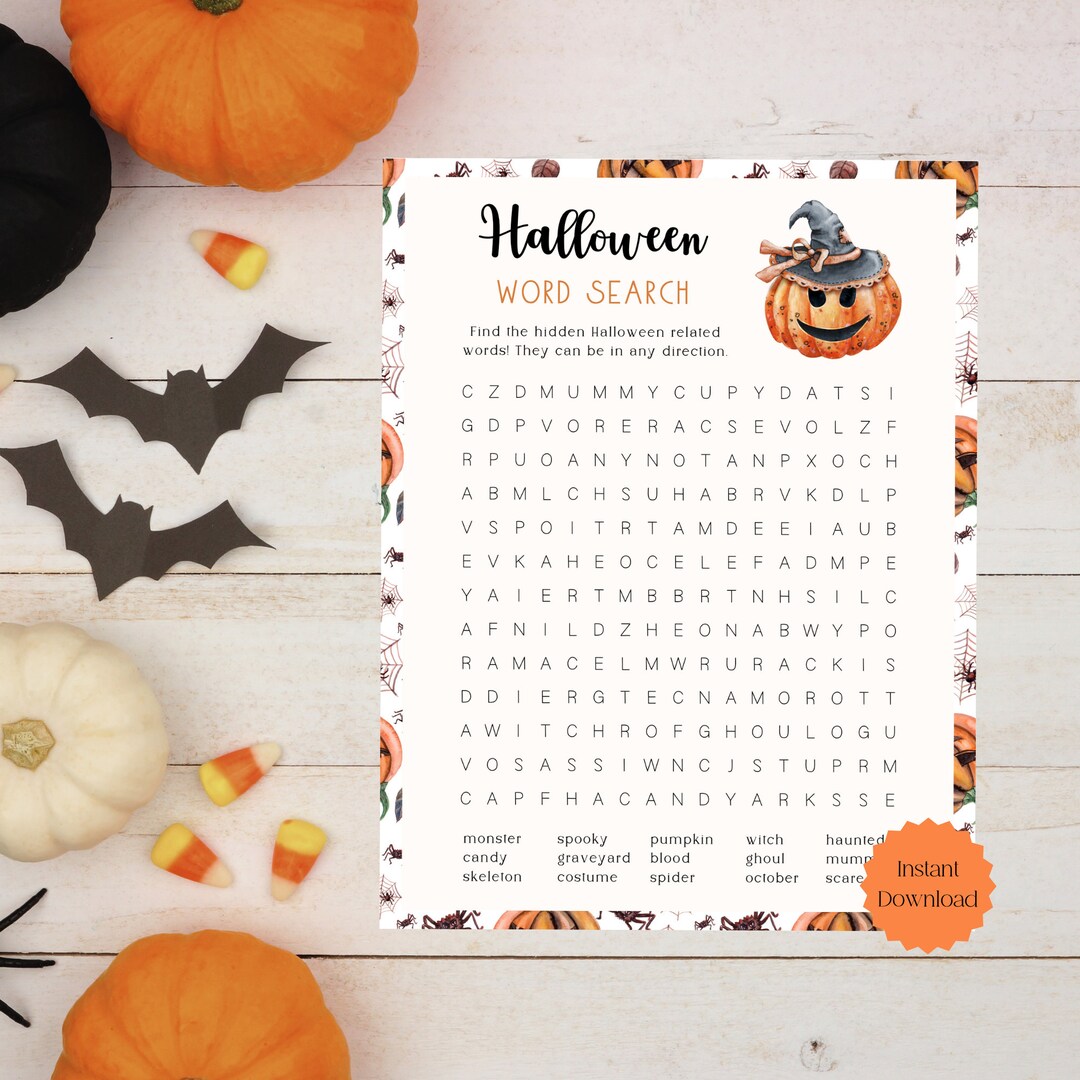 Halloween Word Search Printable Game, Printable Word Search Halloween ...