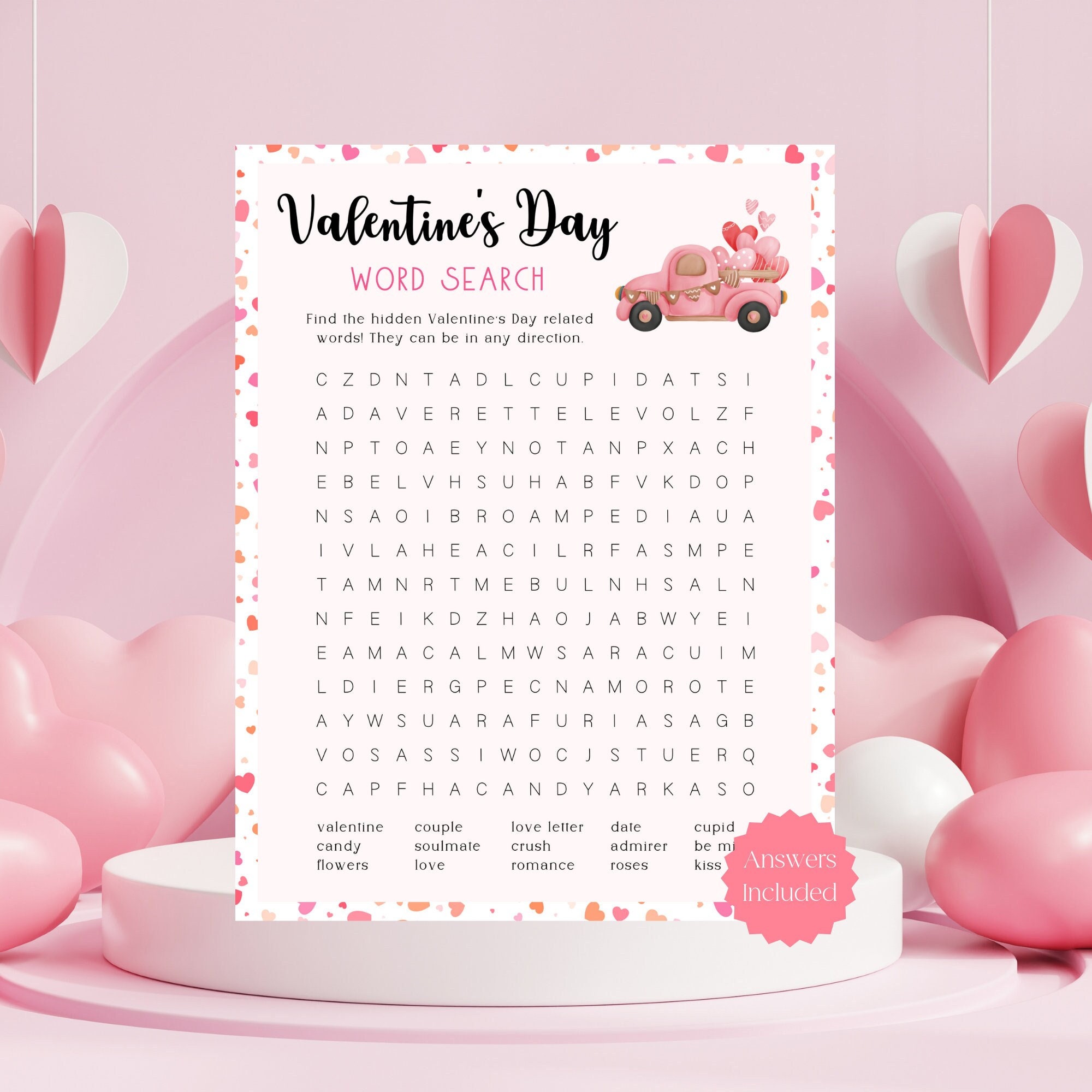 Valentines Day Word Search Printable Game, Printable Valentines Day ...