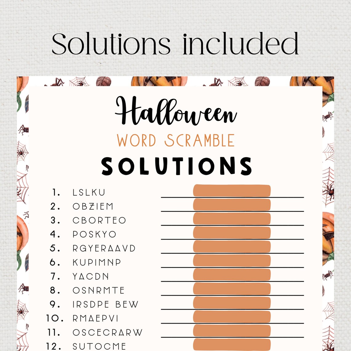 Halloween Word Scramble Printable Game, Printable Halloween Party Game ...