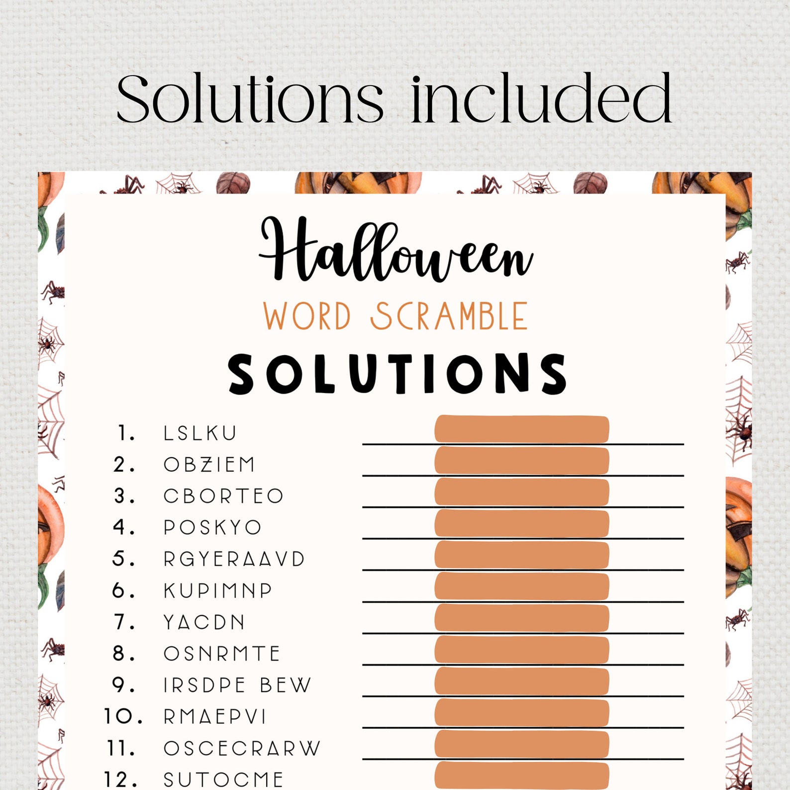 Halloween Word Scramble Printable Game, Printable Halloween Party Game ...