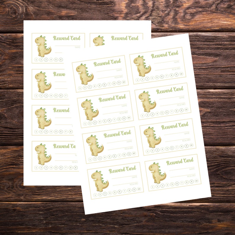 Printable Reward Punch Cards for Kids Dinosaur Incentive - Etsy