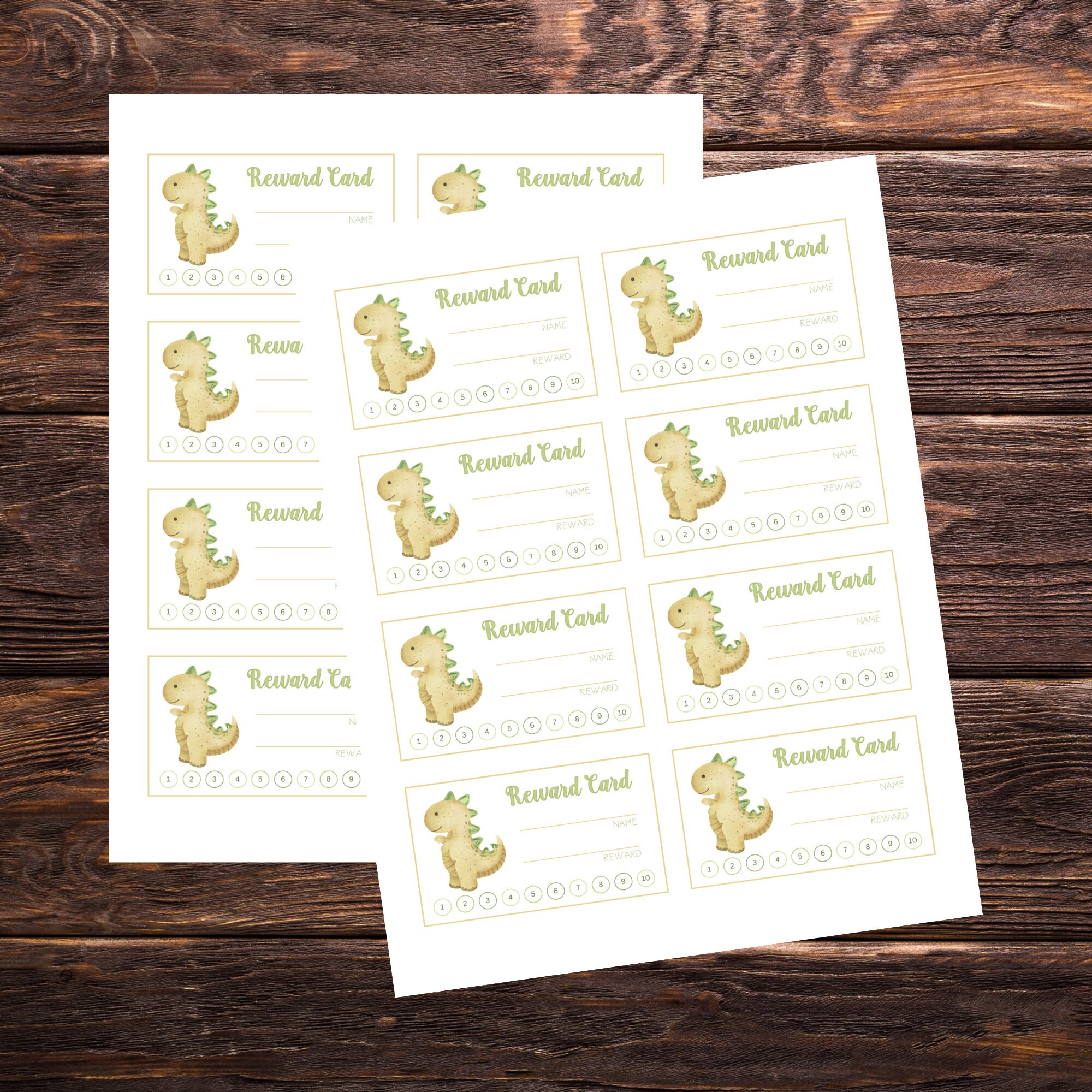 Printable Reward Punch Cards for Kids | Dinosaur Incentive Reward Card ...