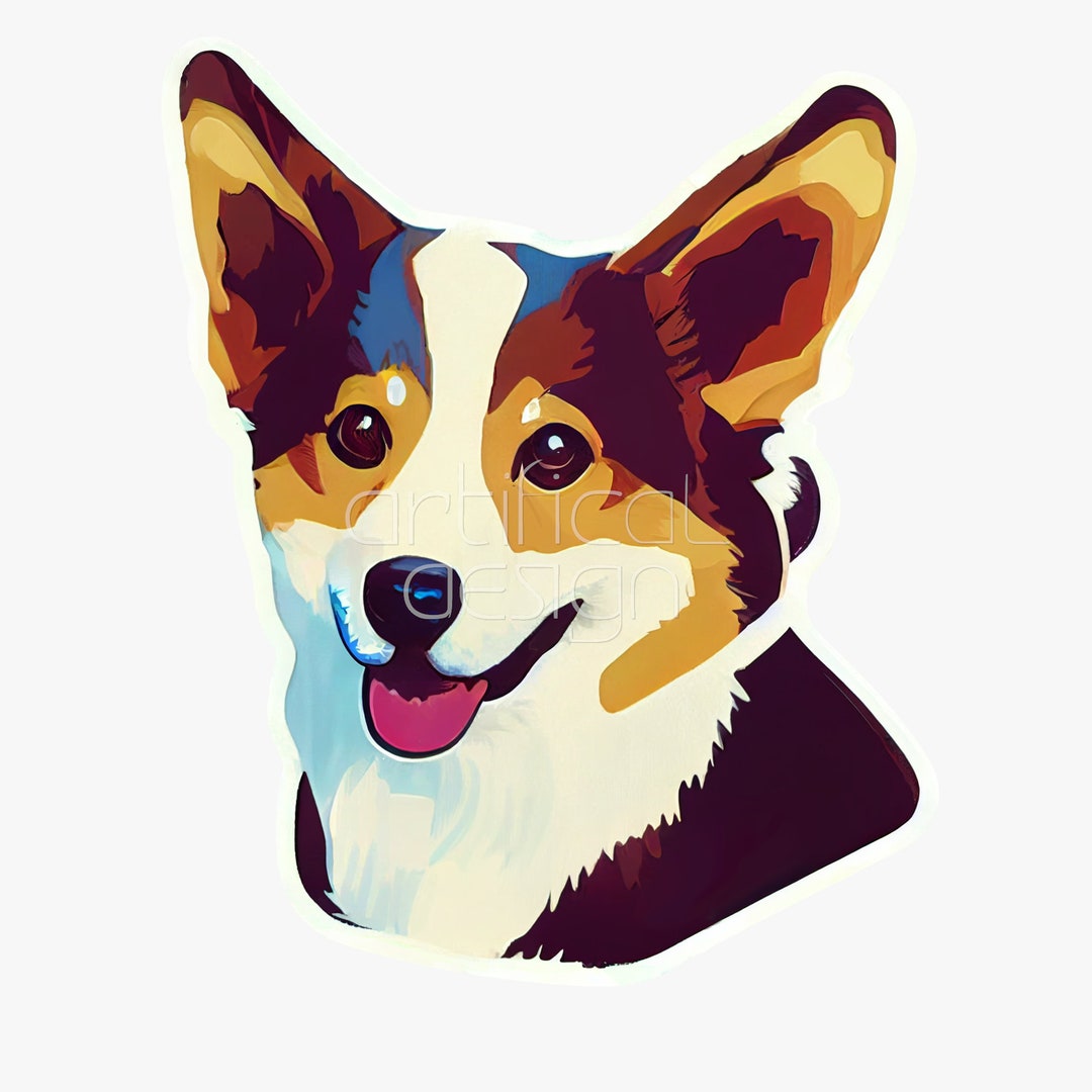 Corgi Sticker Digital Art PNG - Etsy