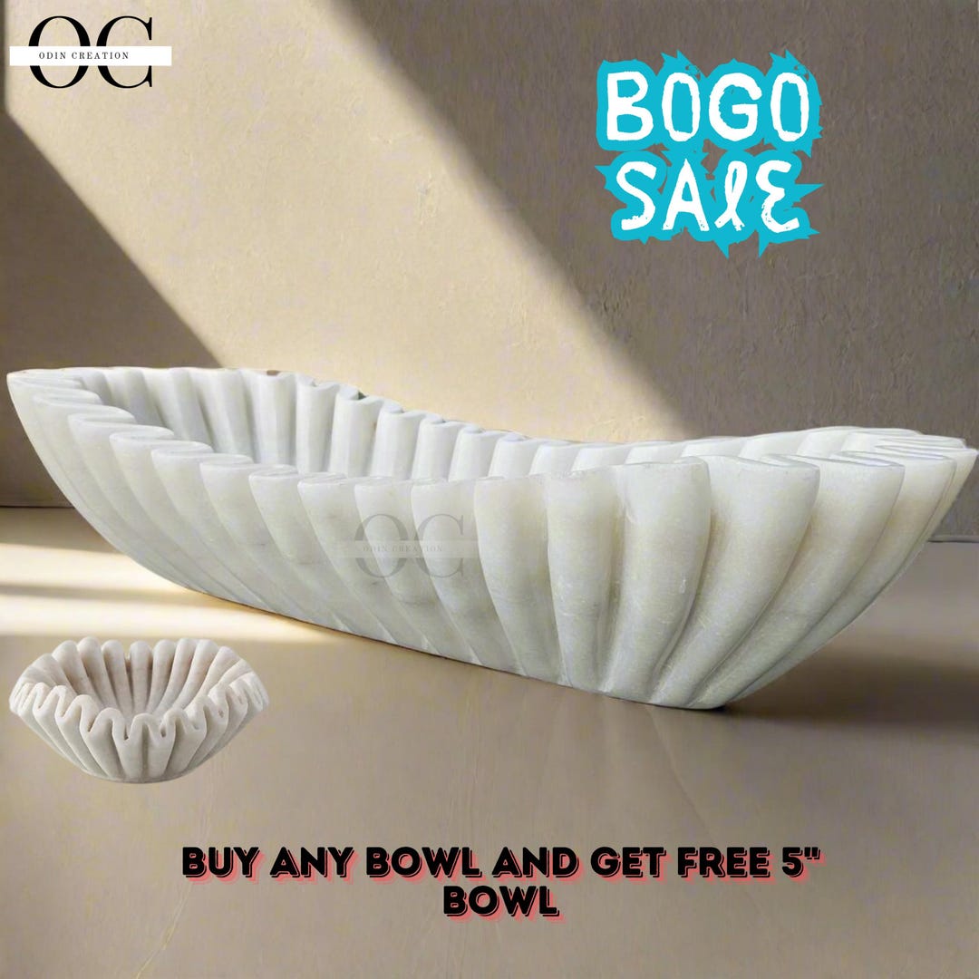 Handcrafted Marble Oval Fluted Bowl, Marble Fruit Bowl, Jewellery ...