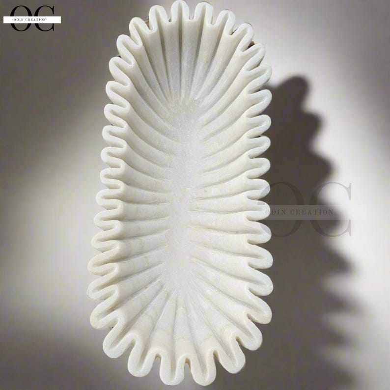 Handcrafted Marble Oval Fluted Bowl, Marble Fruit Bowl, Jewellery ...