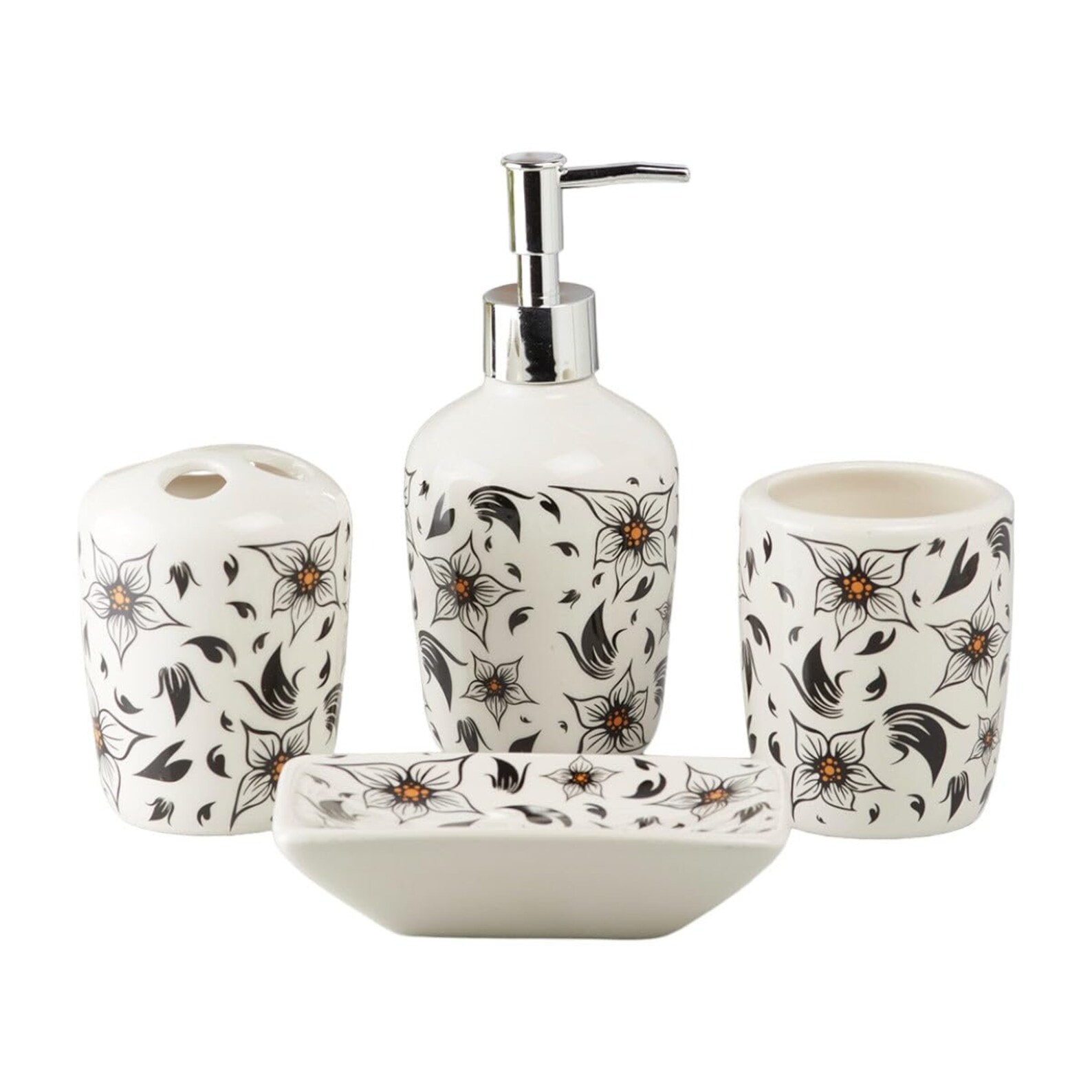 Ceramic Bathroom Accessories Set of 4 Floral Bath Set Soap - Etsy