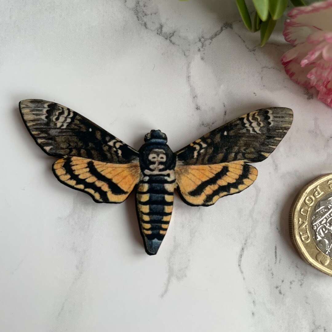 Yellow Death Head Moth Wooden Brooch Jewellery - Etsy