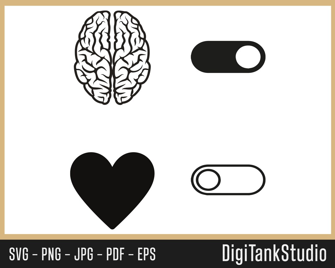 Brain Heart on off Svg Png Clipart Humorous Sublimation Transfer Print ...
