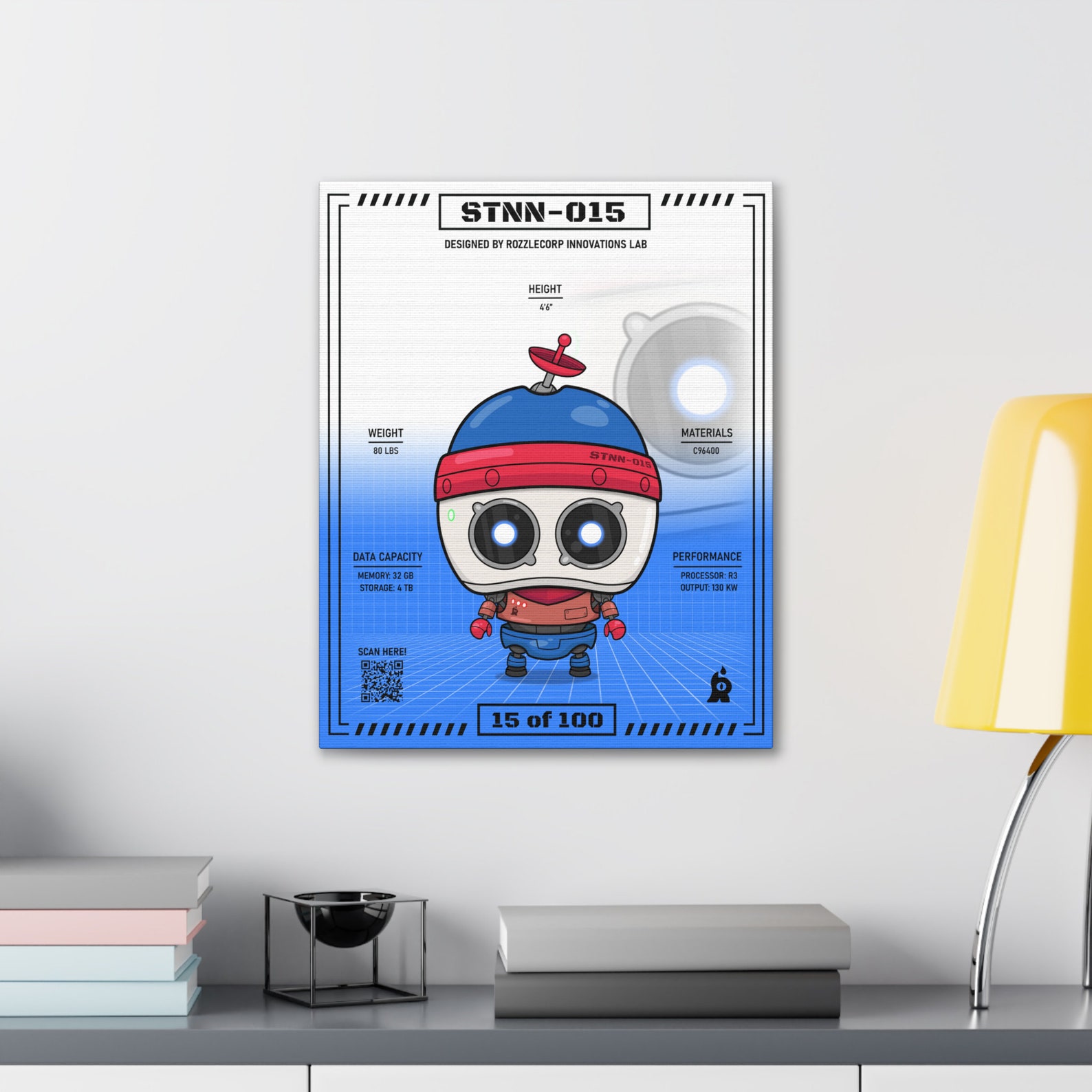 STNN-015 Robot Wall Art, Robot Digital Art, Robot Art, Blueprint Wall Art, Gaming Room Decor ...