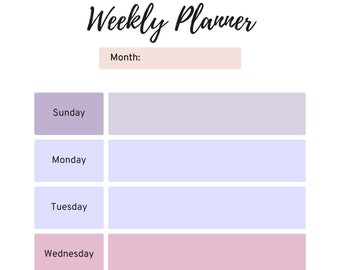 Personal Weekly Planner, Online Planner, Customizable, Pastel Flowers ...