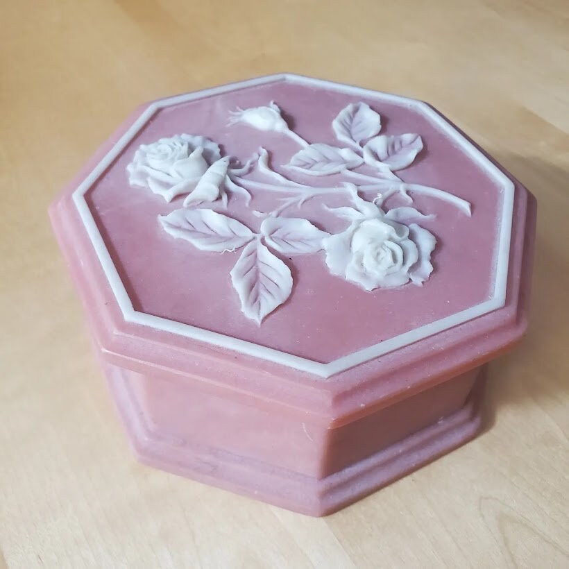 Pink Rose Trinket Box plastic - Etsy
