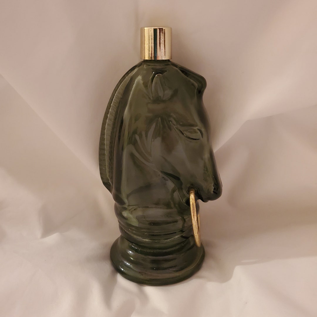 Vintage AVON Trojan Horse Head Green Glass Bottle Empty - Etsy