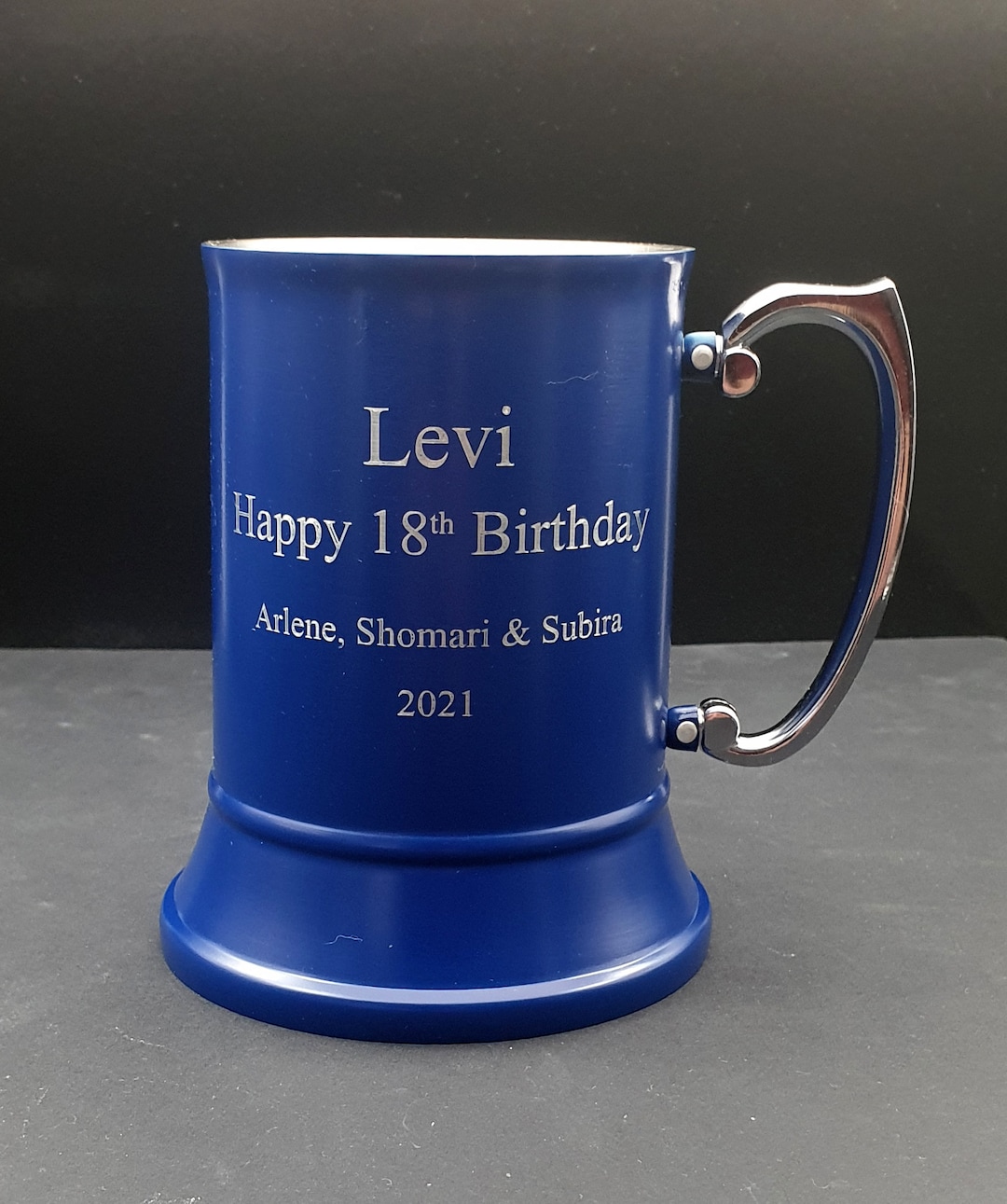 Personalised Blue Stainless Steel Tankard - Superb Wedding, Retirement ...