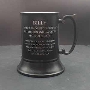 Personalised Black Stainless Steel Tankard - Superb Wedding, Retirement ...