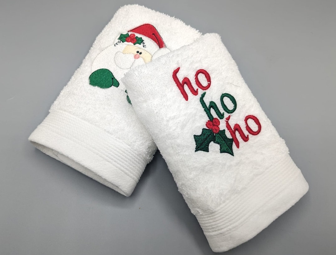 Embroidered Christmas Towel / Embroidered Christmas Hand Towel - Etsy