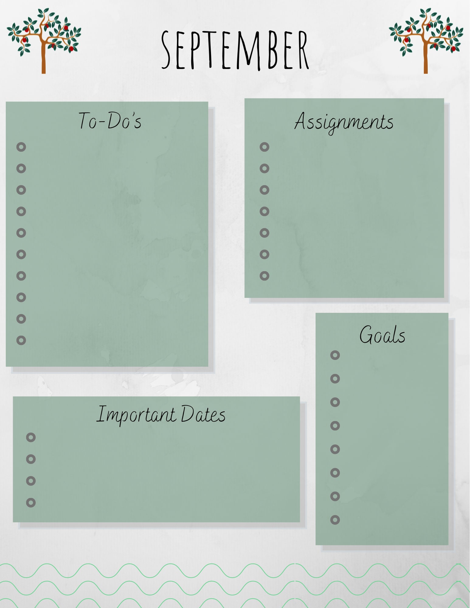 September Planning Template Printable - Etsy