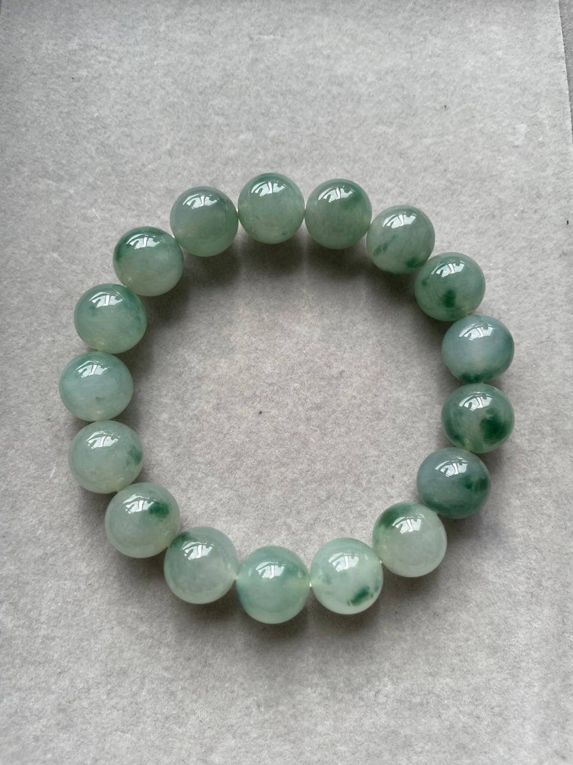 Gradient Green Floating Marble Jadeite Jade Beads Bracelet - Etsy