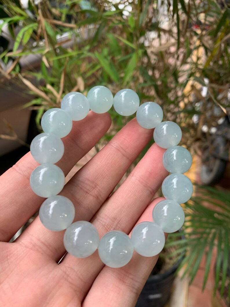 Icy Sky Blue Grade A Burmese Jadeite Jade Beads Bracelet [FAYJADE ...