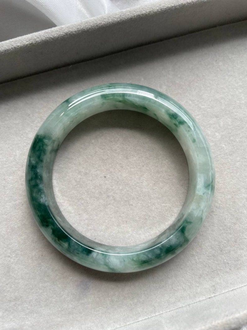 Green Floating Flowers Jadeite Jade Bangle (good Translucency) - Etsy