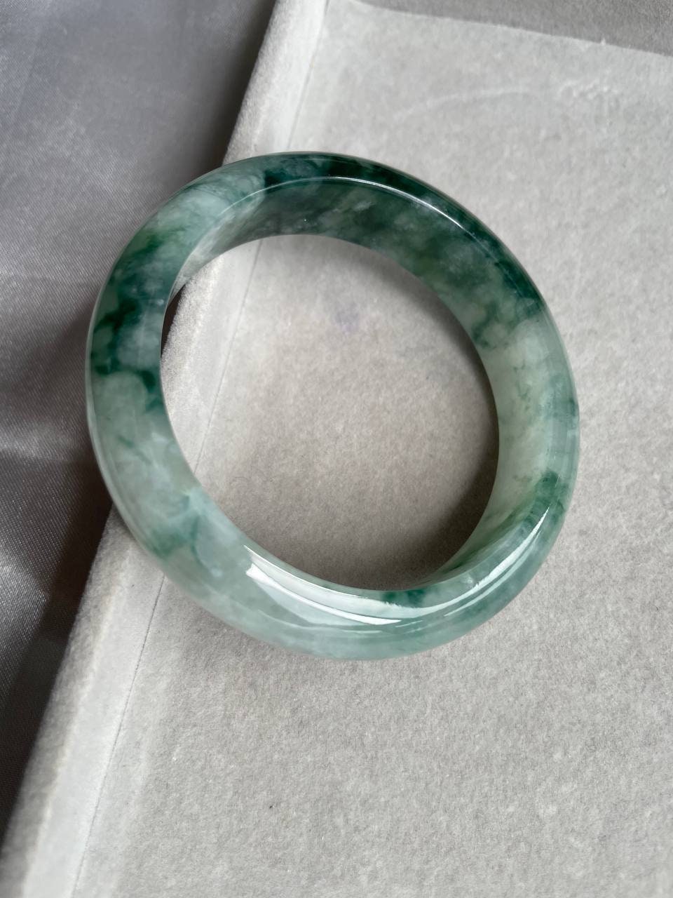 Green Floating Flowers Jadeite Jade Bangle (good Translucency) - Etsy