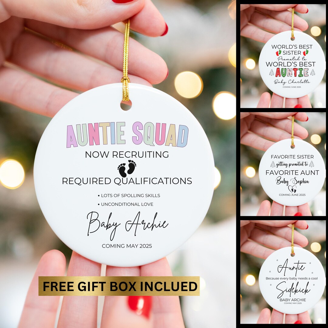 Custom Sister, Auntie Ornament, Pregnancy Announcement Ornament Gift ...