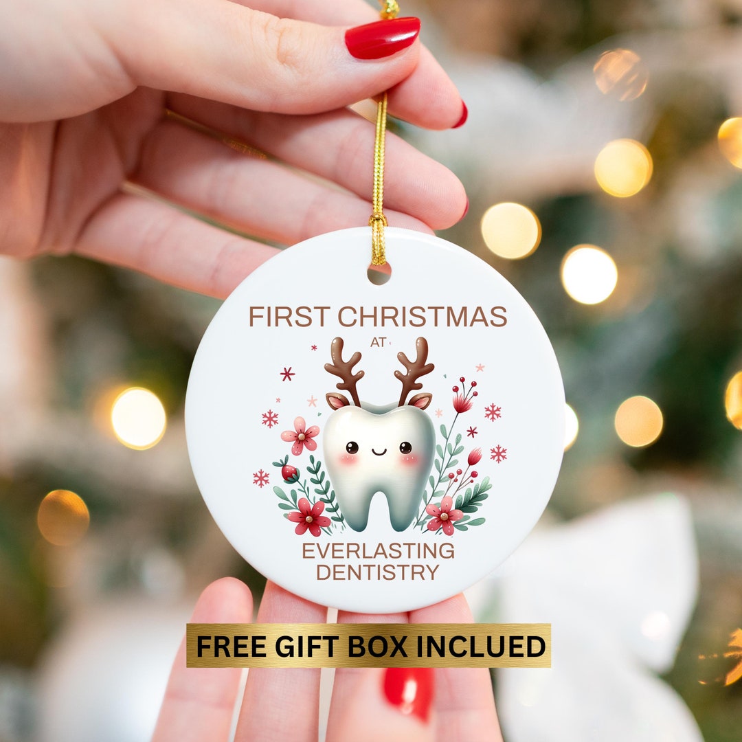 Custom Dental Office Group Christmas Ornament,reindeer Floral Dental ...