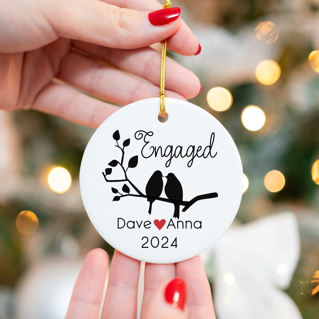 Personalized Engagement Ornament, Custom Bauble for Engaged Couple ...