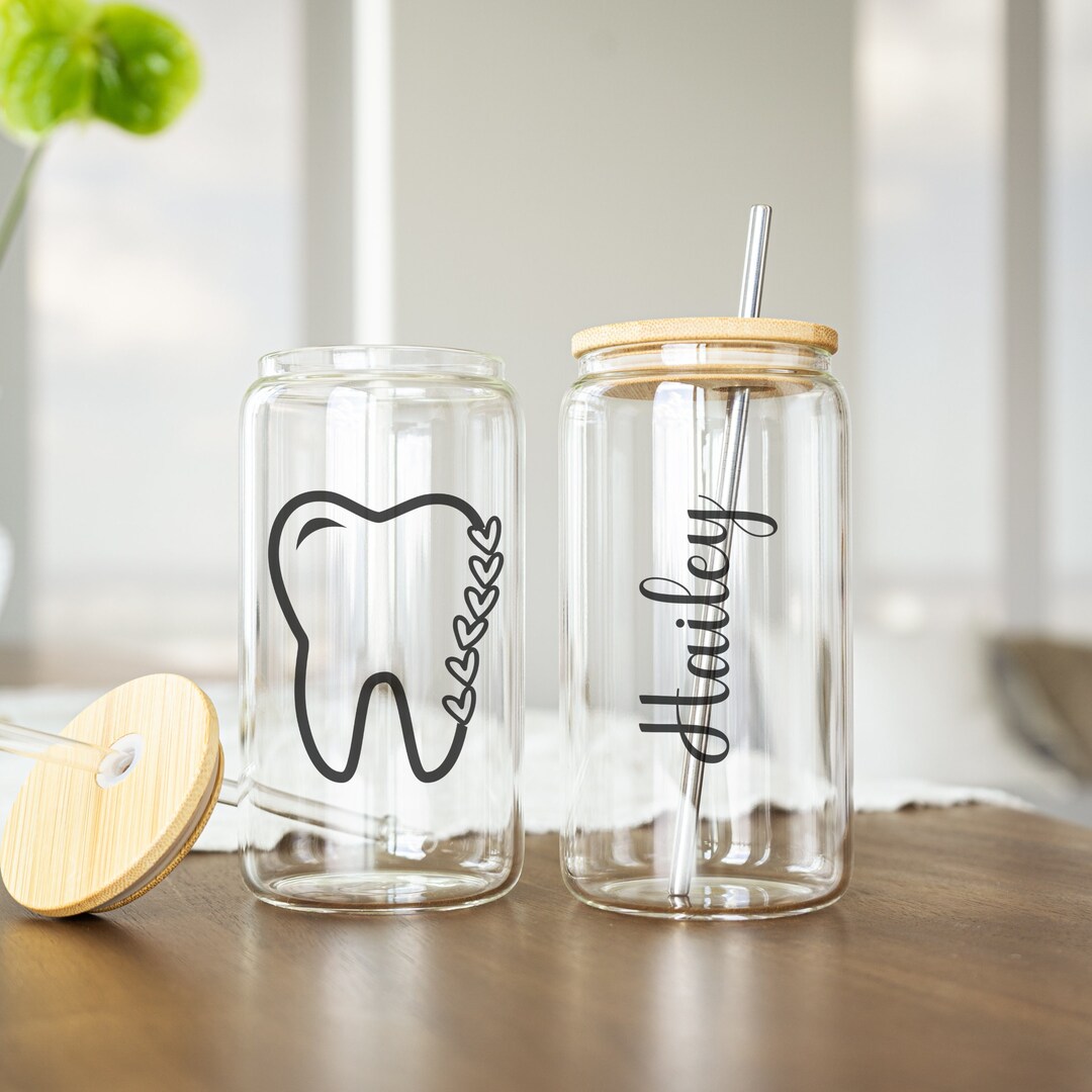 Dental Hygienist Gift, Orthodontist Iced Coffee Glass, Dentist Gift ...
