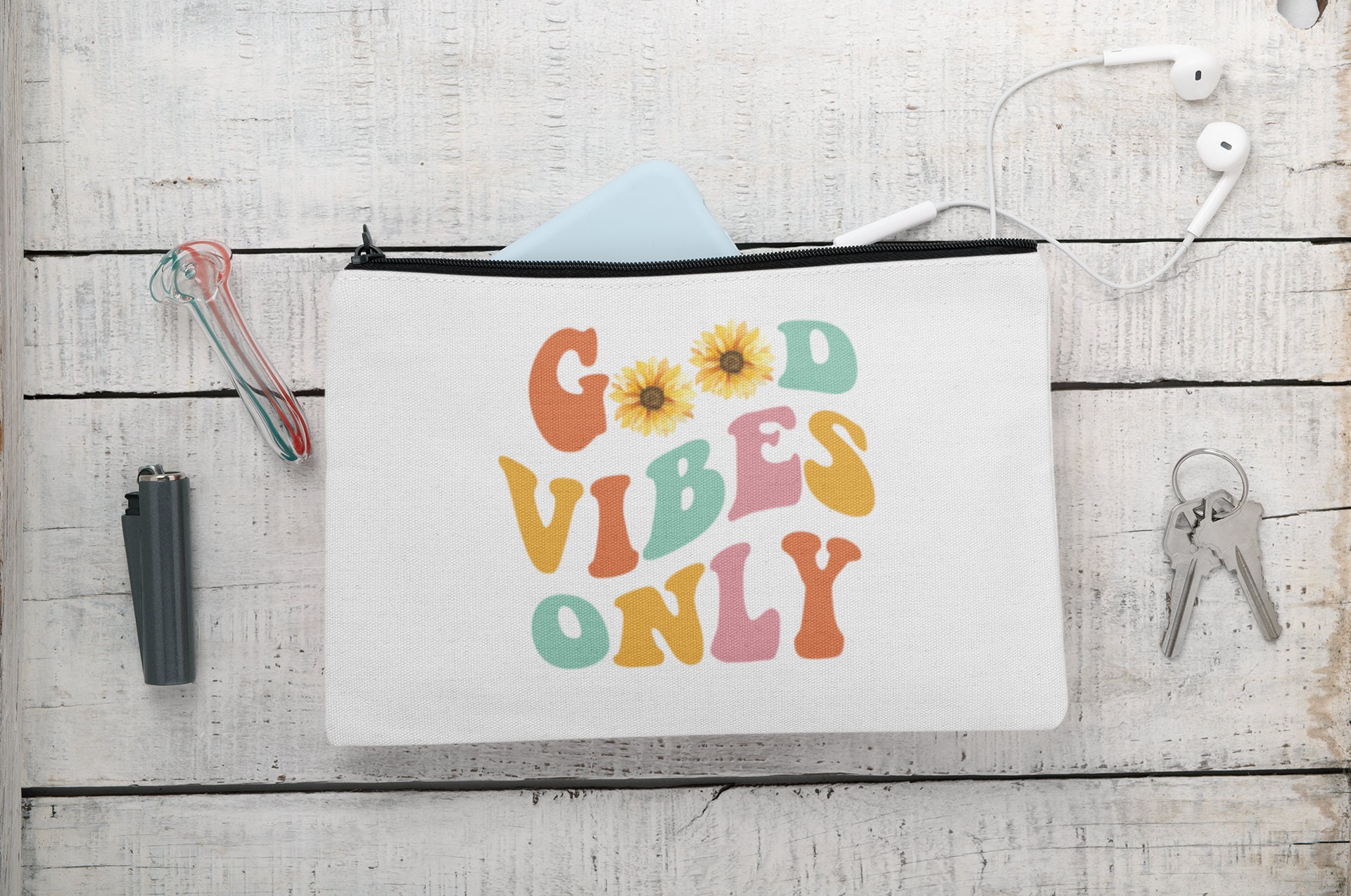 Funny Travel Pouch for Bachelorette, Teacher Good Vibes Only Supplies ...
