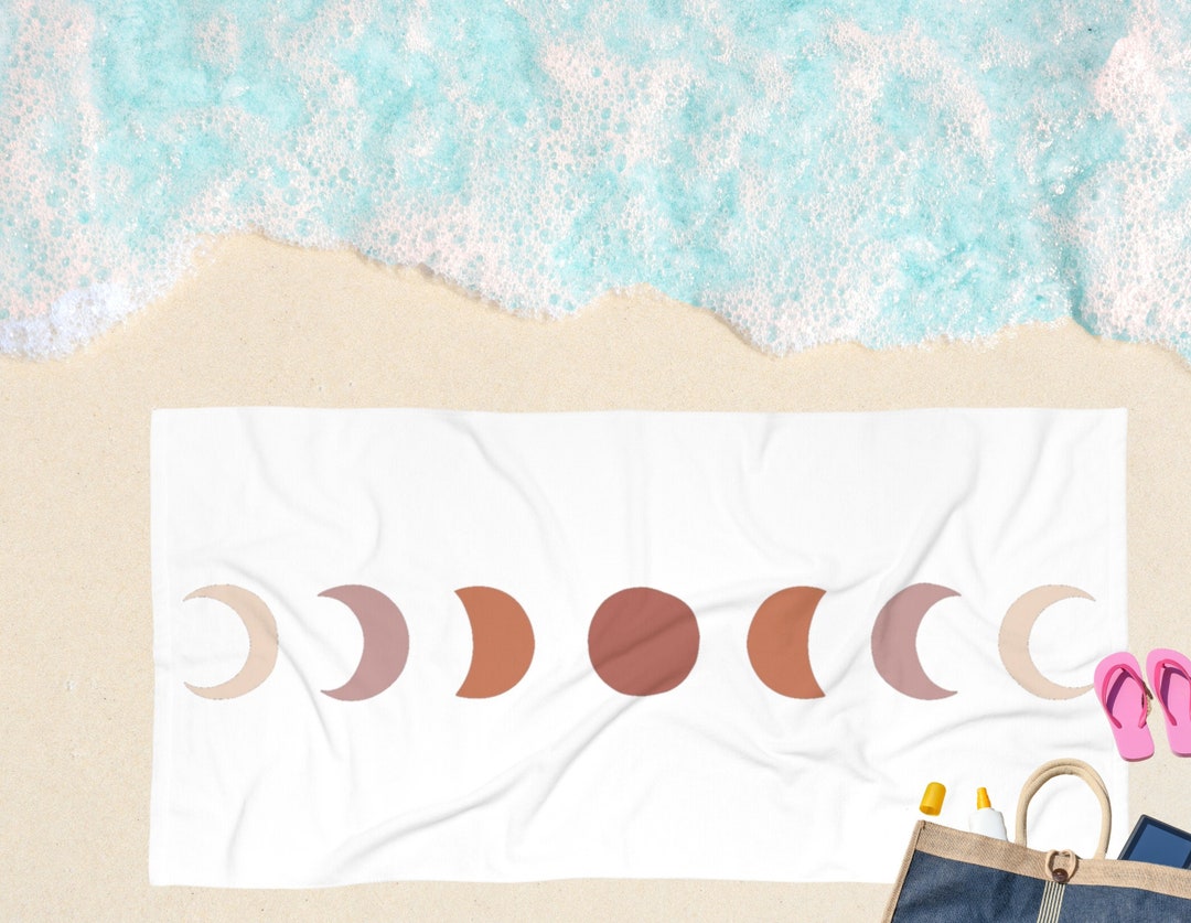 Moon Phase Beach Towel, Gift for Her, Celestial Beach Towel, Moon Phase ...