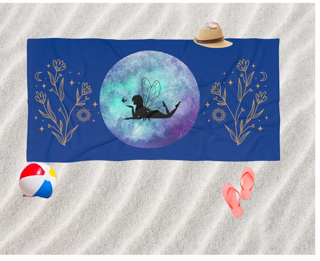 Celestial Beach and Pool Towel, Moon and Fairy Beach Towel, Pool Party ...