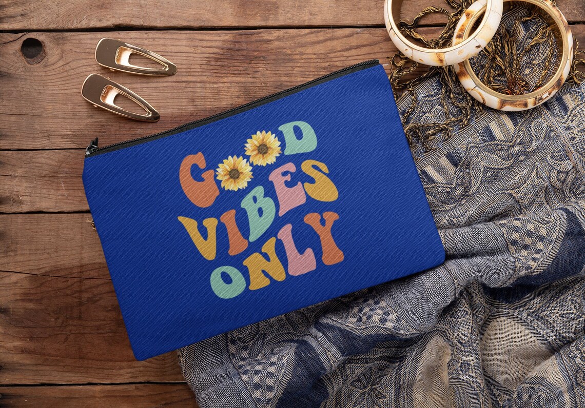 Funny Travel Pouch for Bachelorette, Teacher Good Vibes Only Supplies ...